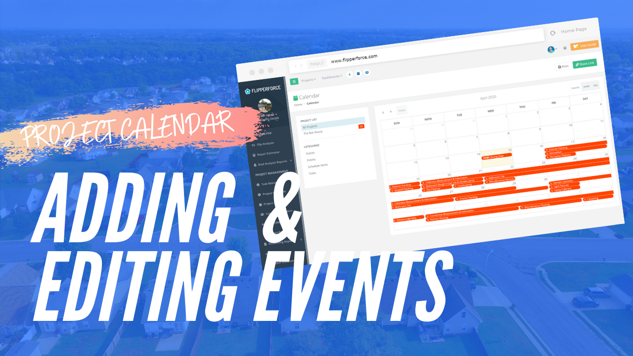 Adding, Editing & Deleting Events on the Project Calendar | House Flipping Videos
